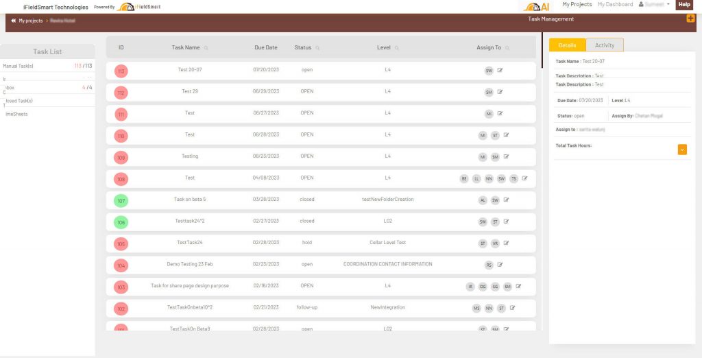 Task management - iFieldSmart technologies